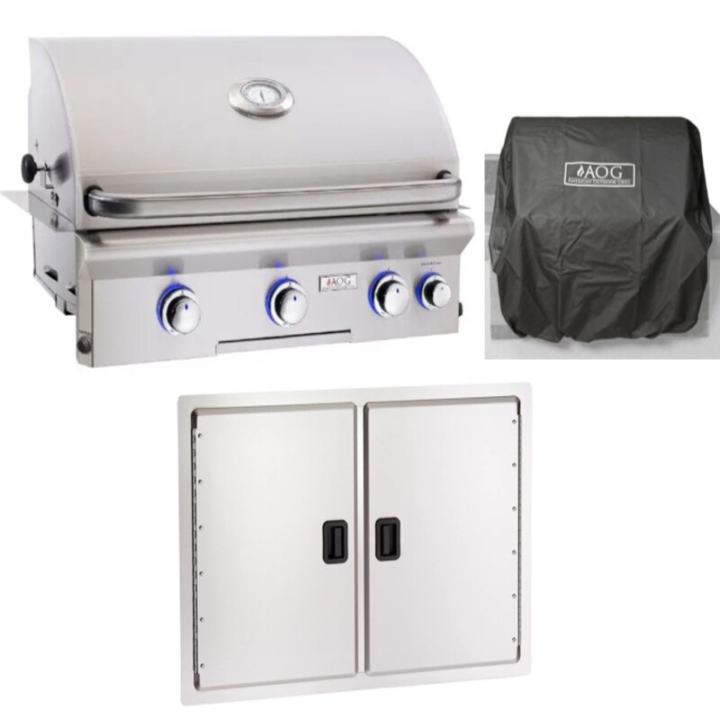 AOG L-Series 30-Inch 3-Burner Built-In Gas Grill Outdoor Kitchen ...