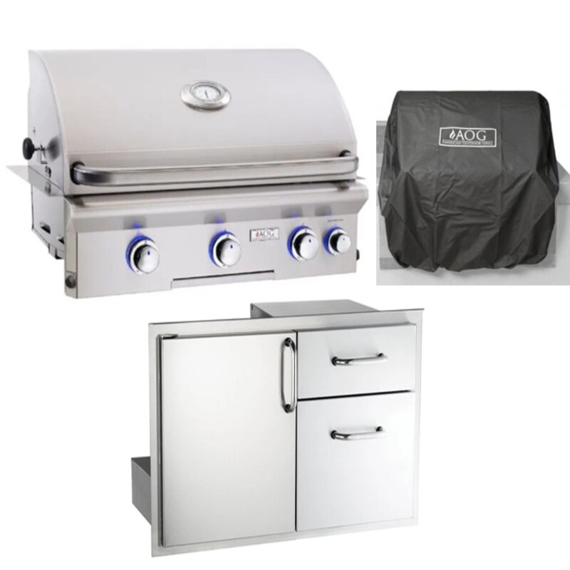 AOG L-Series 36-Inch 3-Burner Built-In Gas Grill Outdoor Kitchen ...