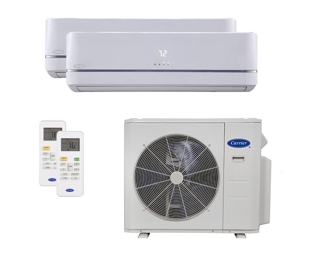 Carrier 24,000 BTU 23 SEER Dual Zone Heat Pump System 9+18 - Wall ...