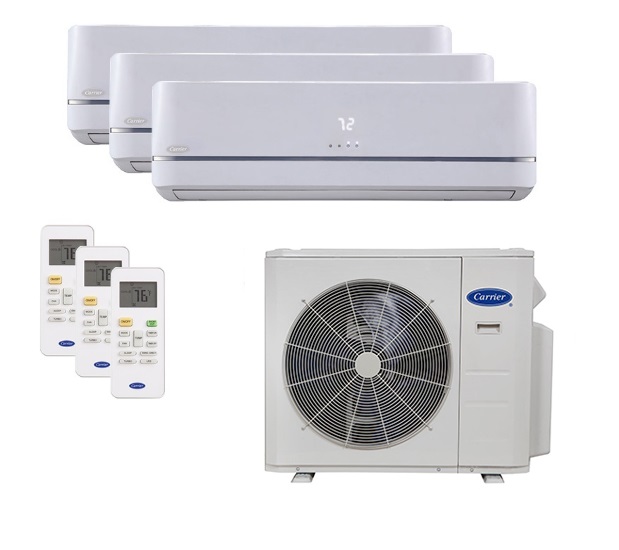 Carrier 24,000 BTU 23 SEER Tri Zone Heat Pump System 9+12+12 - Wall ...