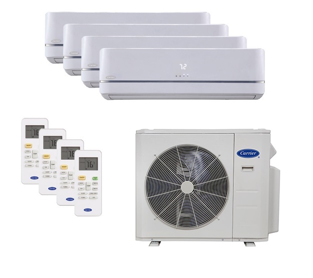 Carrier 30,000 BTU 23.8 SEER Quad Zone Heat Pump System 9+9+9+12 - Wall ...