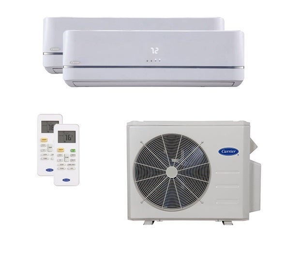 Carrier 30,000 BTU 23.8 SEER Dual Zone Heat Pump System 12+18 - Wall ...