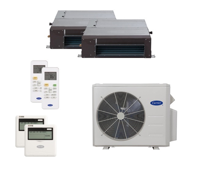 Carrier 18,000 BTU 22.5 SEER Dual Zone Heat Pump System 12+12 ...