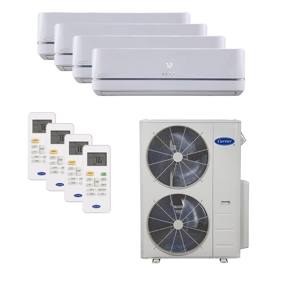 Carrier 48,000 BTU 22.4 SEER Quad Zone Heat Pump System 12+12+12+12 ...