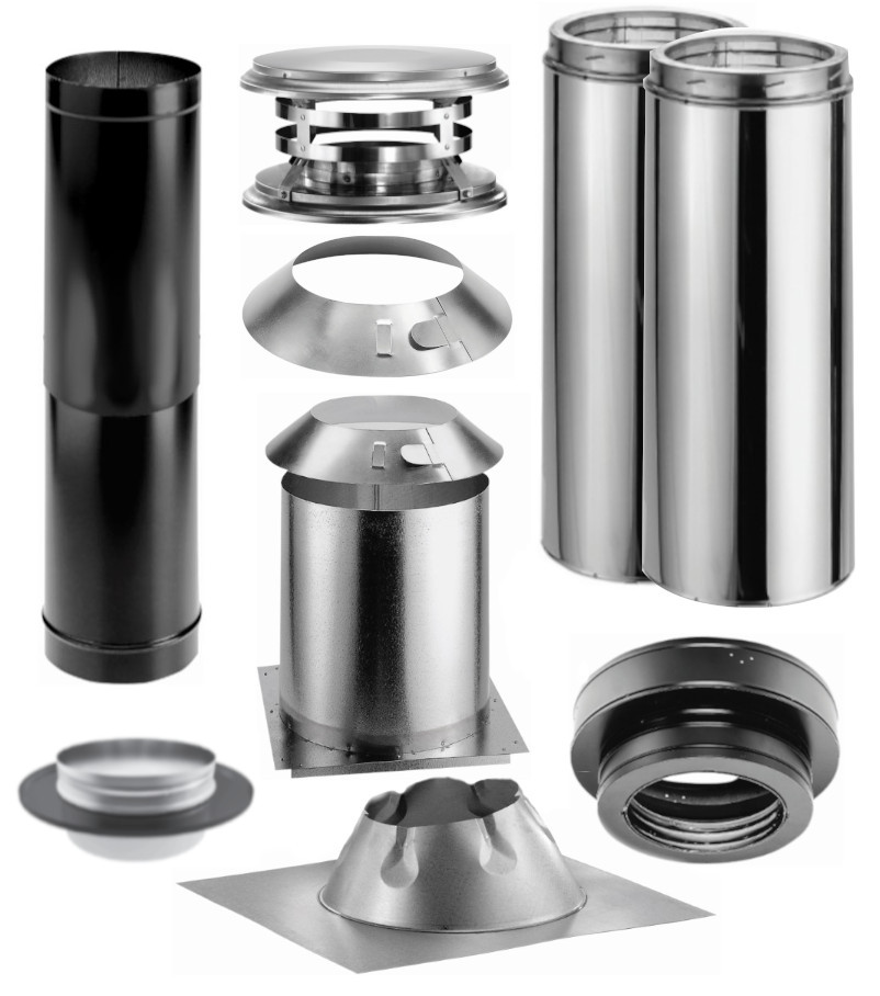 Duravent Flat Ceiling With Single Wall Black Pipe Wood Stove Chimney ...