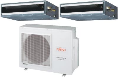 Fujitsu 18,000 BTU 16 SEER Dual Zone Heat Pump System 9+9 - Concealed ...