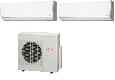 Fujitsu 18,000 BTU 21.5 SEER Dual Zone Heat Pump System 9+9 - Wall ...