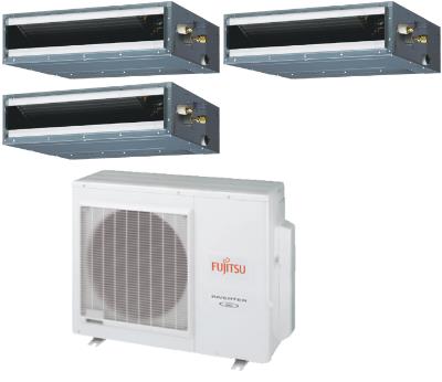 Fujitsu 24,000 BTU 15.5 SEER Tri Zone Heat Pump System 7+7+9 ...
