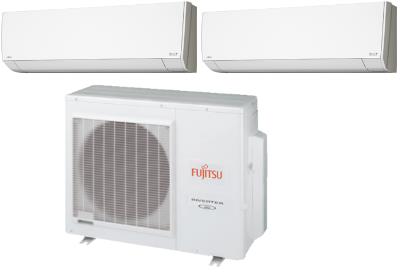 Fujitsu 24,000 BTU 18 SEER Dual Zone Heat Pump System 12+12 - Wall ...