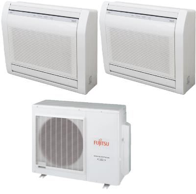 Fujitsu 24,000 BTU 18 SEER Dual Zone Heat Pump System 12+15 - Floor ...