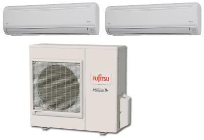 Fujitsu 36,000 BTU 18 SEER Dual Zone Heat Pump System 18+18 - Wall ...