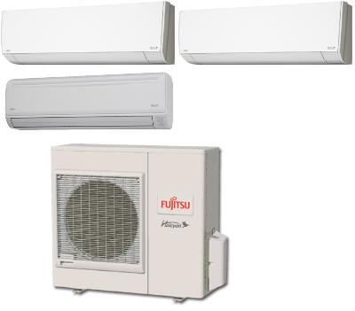 Fujitsu 36,000 BTU 18 SEER Tri Zone Heat Pump System 7+9+18 - Wall ...