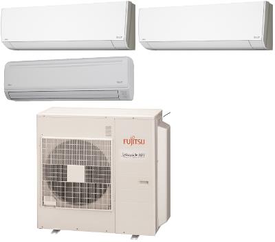 Fujitsu 36,000 BTU 20 SEER Tri Zone Heat Pump System 7+7+18 - Wall ...