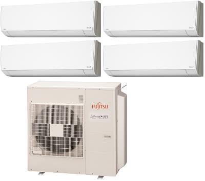 Fujitsu 36,000 BTU 20 SEER Quad Zone Heat Pump System 7+7+7+9 - Wall ...