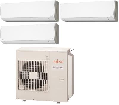 Fujitsu 36,000 BTU 20 SEER Tri Zone Heat Pump System 7+12+12 - Wall ...