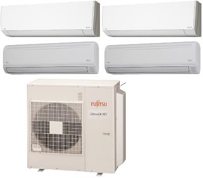 Fujitsu 45,000 BTU 19.7 SEER Quad Zone Heat Pump System 7+7+18+18 ...