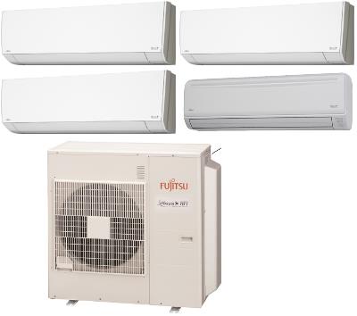 Fujitsu 45,000 BTU 19.7 SEER Quad Zone Heat Pump System 7+7+7+18 - Wall ...