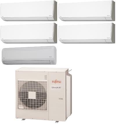 Fujitsu 45,000 BTU 19.7 SEER Five Zone Heat Pump System 9+9+9+9+18 ...