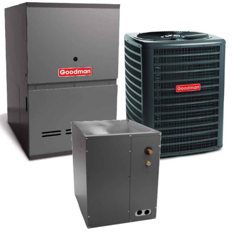 5 Ton 14 SEER2 80% AFUE 100,000 BTU Goodman Gas Furnace and Air ...