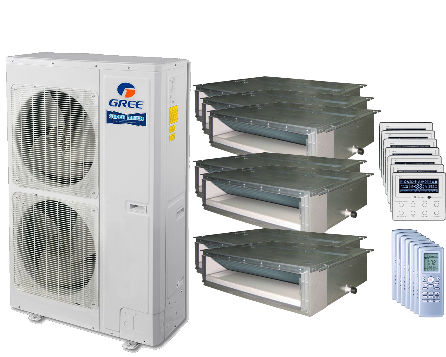 Gree 56,000 BTU 15 SEER Seven Zone Concealed Duct Heat Pump System 9+9 ...