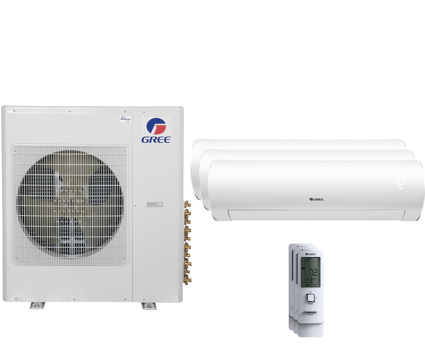 Gree 42,000 BTU 23 SEER Tri Zone Wall Mounted Heat Pump System 12+12+24 ...