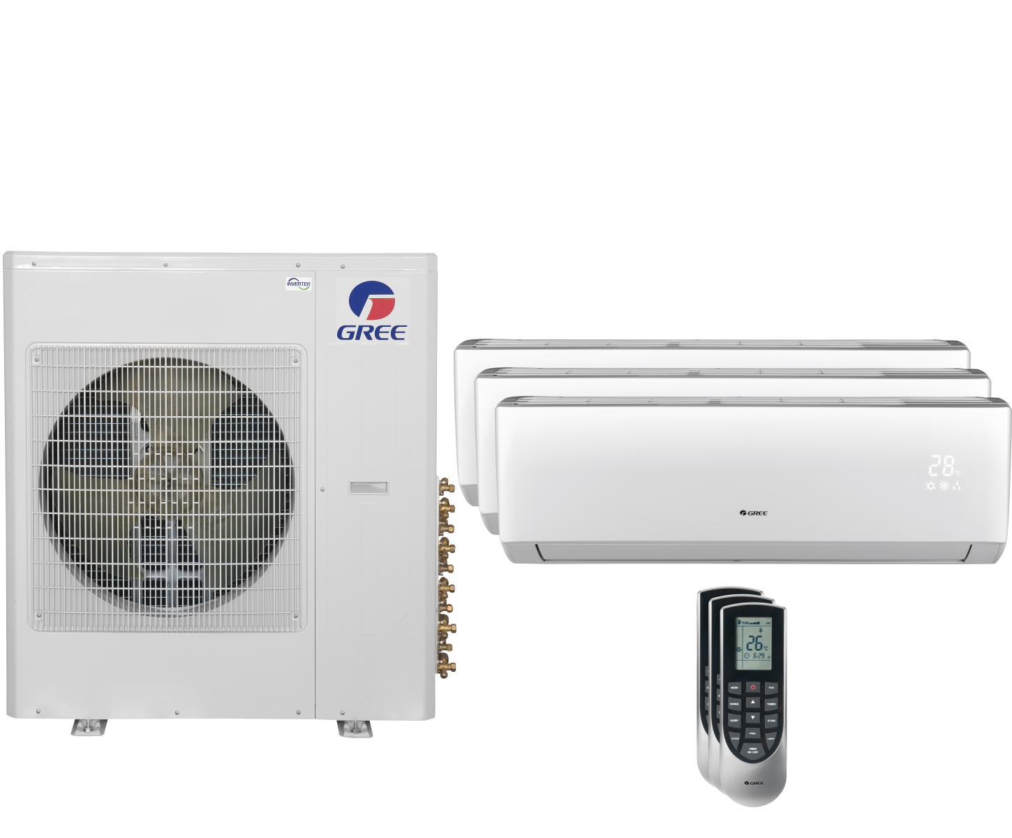 Gree 42,000 BTU 23 SEER Tri Zone Wall Mounted Heat Pump System 12+12+24 ...