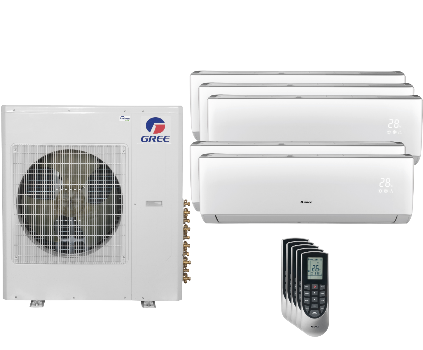 Gree 36,000 BTU 21 SEER Five Zone Wall Mounted Heat Pump System 9+9+9+9 ...