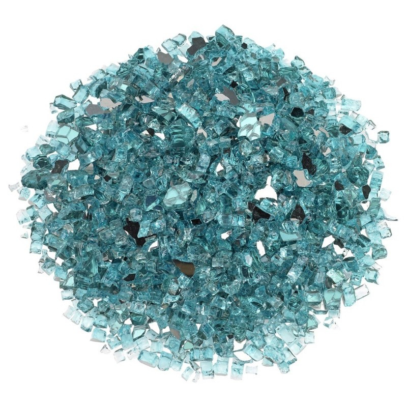 American Fire Glass 1/4 Inch Azuria Reflective Fire Glass - 10 Pounds ...