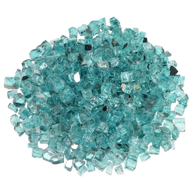 American Fire Glass 1/2 Inch Azuria Reflective Fire Glass - 10 Pounds ...