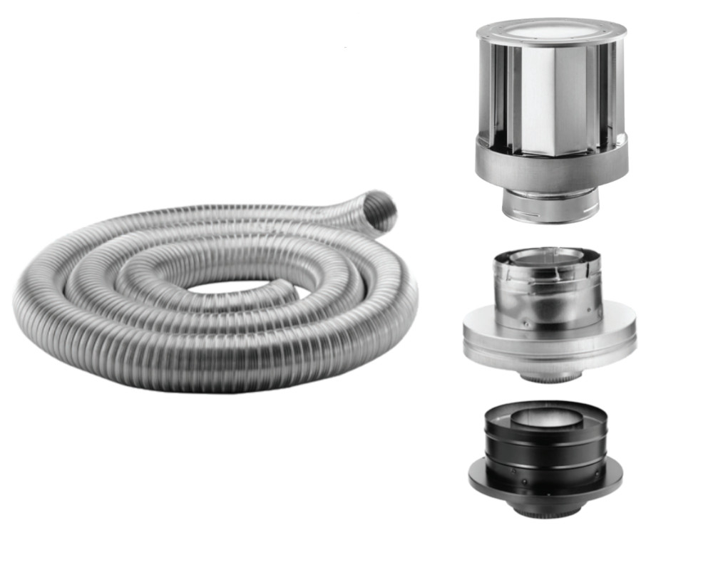 Duravent Direct Vent Round Pipe Chimney Conversion With 25ft Flex ...