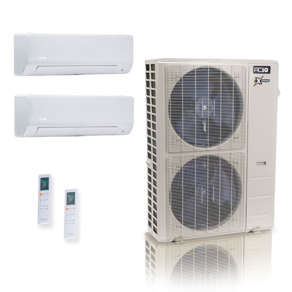 48,000 BTU ACIQ Extreme 23 SEER2 2 Zone Wall Mount Mini Split Heat Pump ...