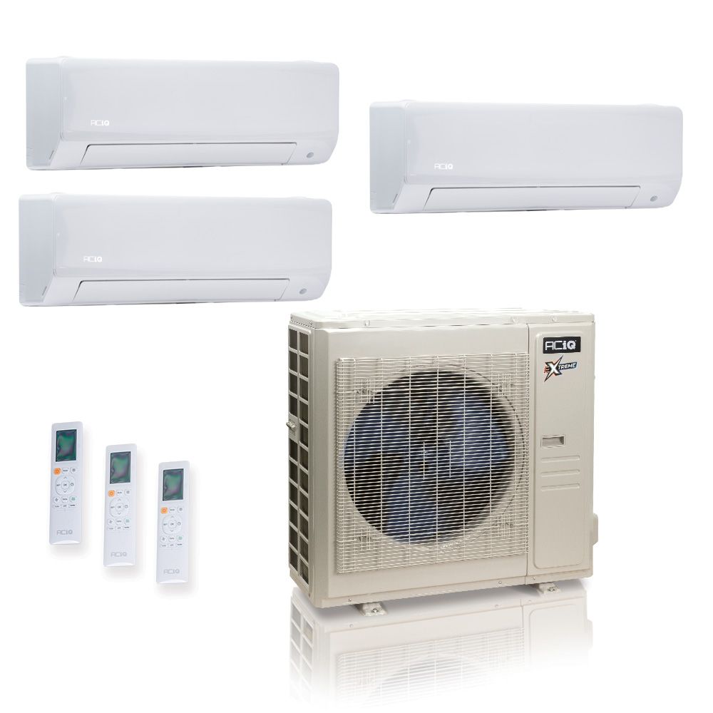 36,000 BTU ACiQ Extreme 23 SEER2 Tri Zone Wall Mount Mini Split Heat ...