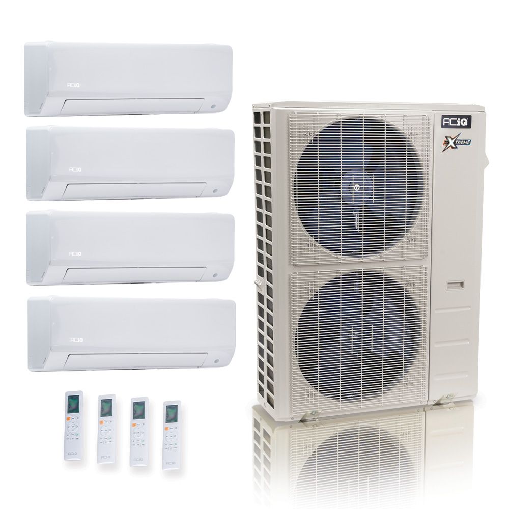 48,000 BTU ACIQ Extreme 23 SEER2 Quad Zone Wall Mount Mini Split Heat ...