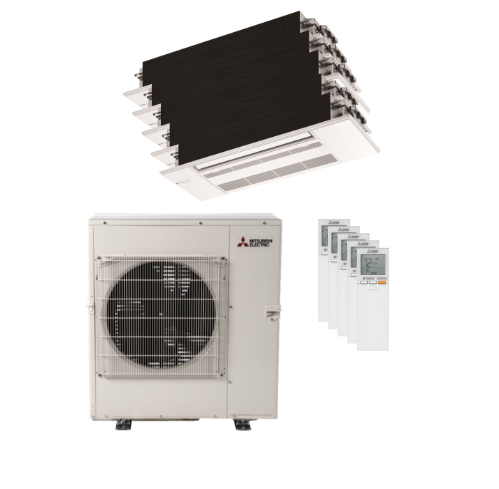 Mitsubishi 42,000 BTU M-Series 21.5 SEER2 Five Zone Ceiling Cassette ...