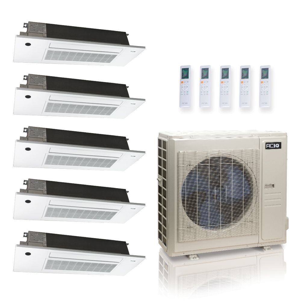 48,000 BTU ACIQ Standard 24 SEER2 Five Zone Slim Ceiling Casette Mini Split Heat Pump System ...