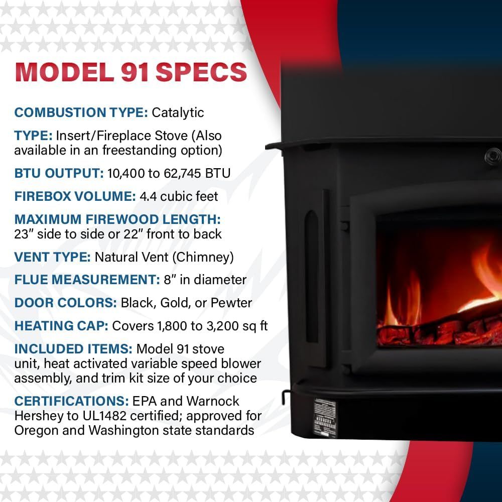 Buck Stove 91 Wood Fireplace Insert with Blower | HVACDirect.com