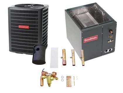 Goodman 3 Ton 13 SEER Air Conditioner with Vertical 17" Cased Coil ...