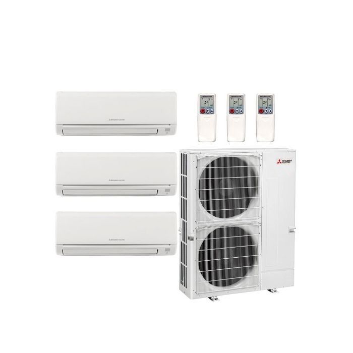 Mitsubishi 36,000 BTU GX-Series 23 SEER2 Three Zone Wall Mounted Mini Split Heat Pump System ...