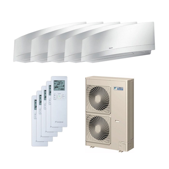 Daikin 48,000 BTU 19 SEER Five Zone Wall Mounted Emura White Mini-Split ...