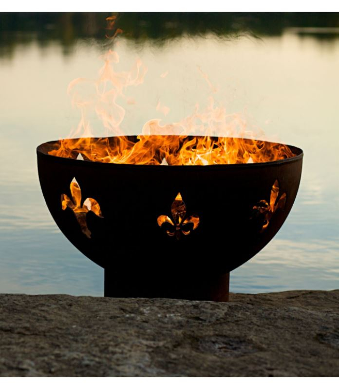 Fire Pit Art 36-Inch Wood Fire Pit - Fleur De Lis - Fleur De Lis-Wood ...