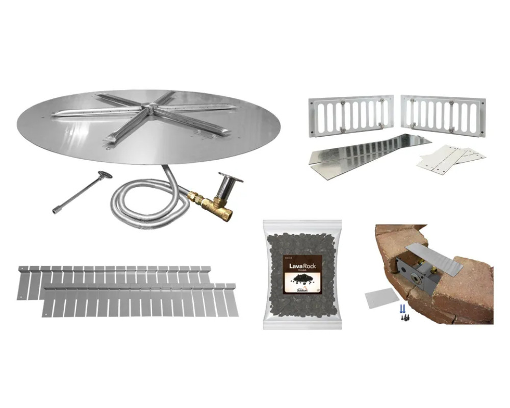 Firegear Round Paver Ready Fire Pit Burner Kit With Push Button 26-Inch ...