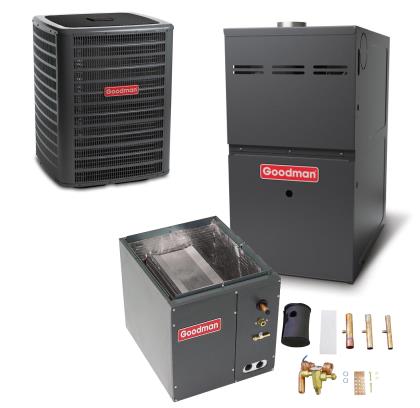 Goodman 4 Ton 14 SEER 80% AFUE 100,000 BTU Gas Furnace and Air ...
