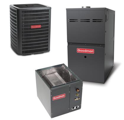 Goodman 3.5 Ton 14 SEER 80% AFUE 100,000 BTU Gas Furnace and Air ...