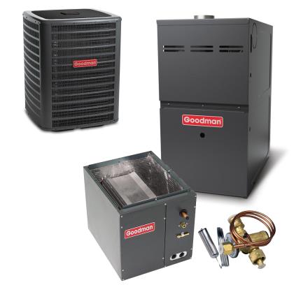 Goodman 3 Ton 15.5 SEER 80% AFUE 100,000 BTU Gas Furnace and Air ...
