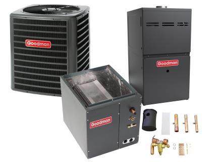 Goodman 3.5 Ton 14.5 SEER 80% AFUE 100,000 BTU Gas Furnace and Heat ...