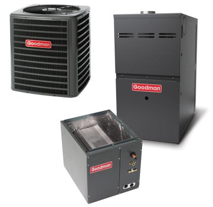 Goodman 3.5 Ton 14 SEER 80% AFUE 80,000 BTU Gas Furnace and Heat Pump ...