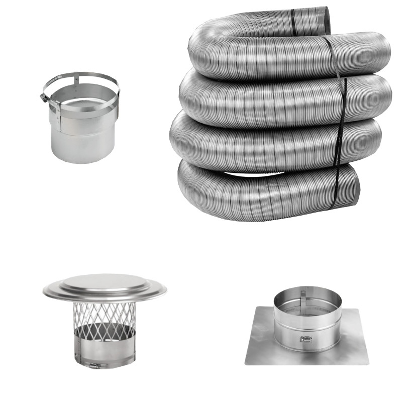 Homesaver 6-Inch 304 Stainless Steel Chimney Liner Kit For Wood Burning ...