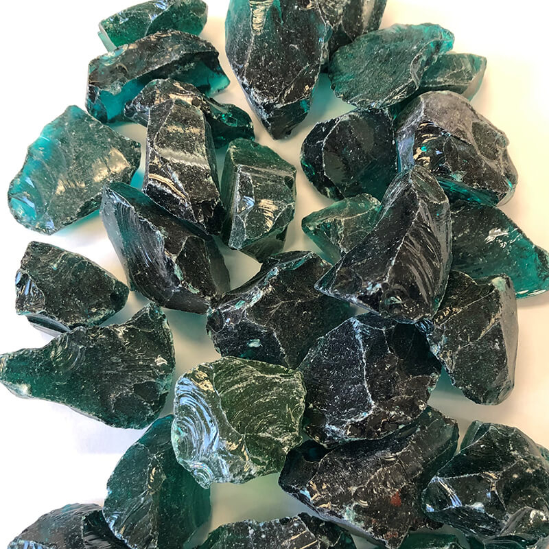 American Specialty Glass 1/2 Inch to 1 Inch Teal Fire Glass - 10 Pounds ...