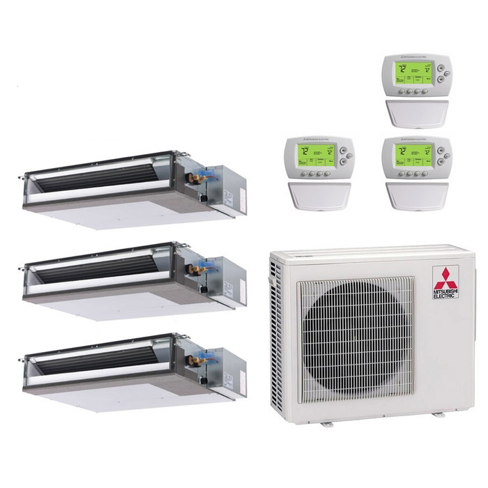 42,000 BTU Outdoor 16 SEER Mitsubishi Tri Zone Mini Split Heat Pump ...