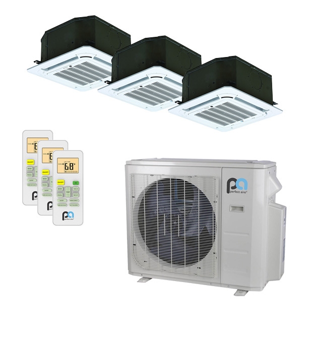 Perfect Aire 27,000 BTU 22 SEER Tri Zone Heat Pump System 12+12+12 ...